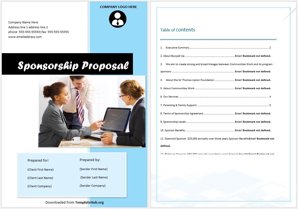 7 Free Sponsorship Proposal Templates - MS Word DOCX Files