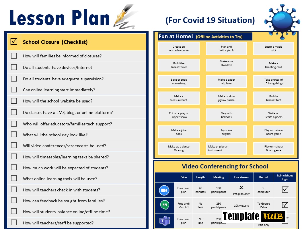Lesson Plan Templates for COVID-19 Situations - Templates Hub