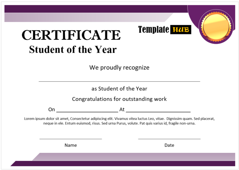 12 Free Student of the Year Certificate Templates - Templates Hub