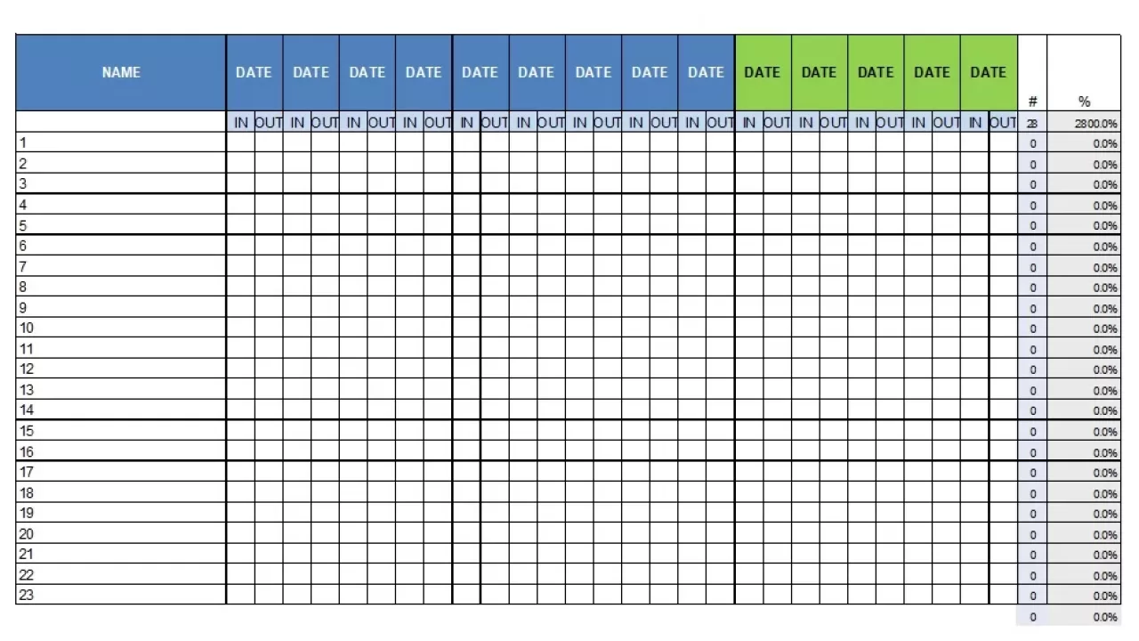 25 Printable Attendance Sheet Templates Excel Word